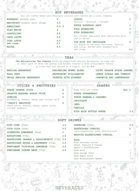 Beverages | The Tin Roof Cafeteria & Bakery Maldon