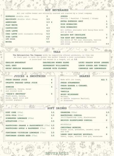 Beverages | The Tin Roof Cafeteria & Bakery Maldon